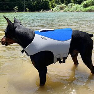 Dog Life Jacket, Sport Style Dog Float Coat with Excellent Buoyancy, Stylish Dog Swimming Safety Vest with Rescue Handle for Small Medium Large Dogs Blue L