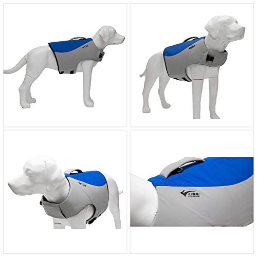 Dog Life Jacket, Sport Style Dog Float Coat with Excellent Buoyancy, Stylish Dog Swimming Safety Vest with Rescue Handle for Small Medium Large Dogs Blue L