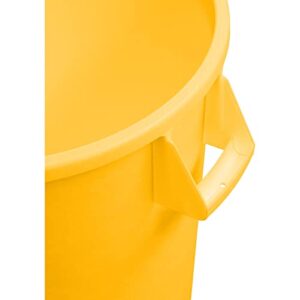 Carlisle FoodService Products Bronco Round Waste Bin Trash Container 20 Gallon - Yellow - Pack of 1