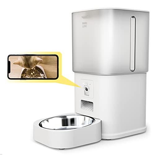 ABRCT Automatic Cat Feeders with Visible Food Bowl, 6L Camera Pet Dry Food Dispenser, Auto Notification of Pet's Meal Picture and Video Live, Easy APP-Controlled Timed Dog Feeder