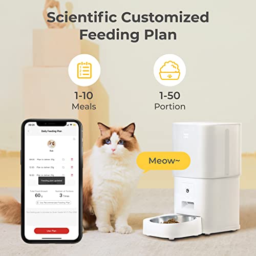 ABRCT Automatic Cat Feeders with Visible Food Bowl, 6L Camera Pet Dry Food Dispenser, Auto Notification of Pet's Meal Picture and Video Live, Easy APP-Controlled Timed Dog Feeder