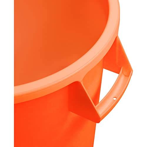 Carlisle FoodService Products Bronco Orange 10 Gallon Round Waste Bin Trash Container - 84101024 - Pack of 6