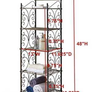 Kings Brand Furniture - 5 Tier Bathroom Storage Shelf Unit, Free-Standing Metal Rack Shelving for Kitchen, Living Room, Hallway, Pewter