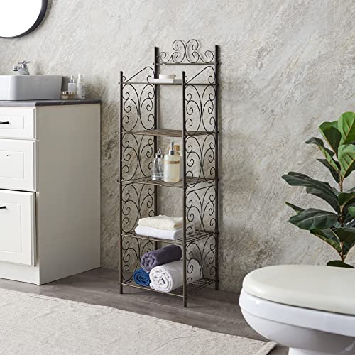 Kings Brand Furniture - 5 Tier Bathroom Storage Shelf Unit, Free-Standing Metal Rack Shelving for Kitchen, Living Room, Hallway, Pewter