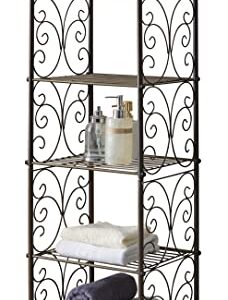 Kings Brand Furniture - 5 Tier Bathroom Storage Shelf Unit, Free-Standing Metal Rack Shelving for Kitchen, Living Room, Hallway, Pewter