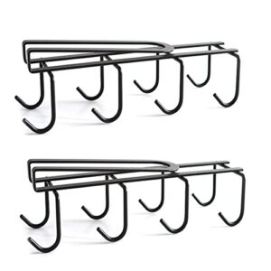 coffee mug holder under cabinet - 9 hooks cup organizer for 1.18" thickness cabinet hanging mug rack tea cup and utensil hooks drilling free mug hanger under shelf, black