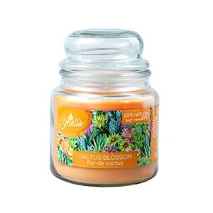 smells - premium soy wax large jar scented candle 16oz. - 100% cotton single wick - fragrance that eliminates home and office odors: food, pets, smoke and others (1-pack, cactus blossom)