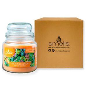 Smells - Premium Soy Wax Large Jar Scented Candle 16oz. - 100% Cotton Single Wick - Fragrance That Eliminates Home and Office Odors: Food, Pets, Smoke and Others (1-Pack, Cactus Blossom)