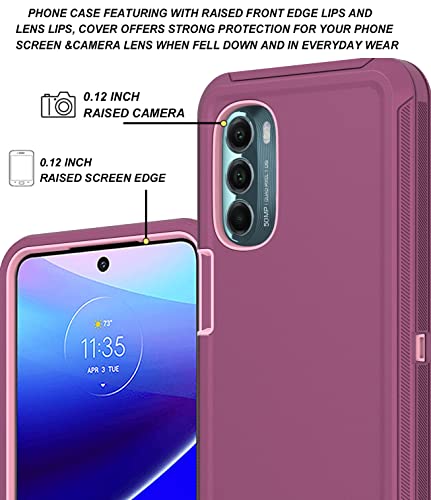 ONOLA Moto G Stylus 5G 2022 Case with HD Screen Protector, WineRed Pink TPU+PC Shock-Absorbent Cover [Not for 2021/4G]