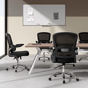 Logicfox Ergonomic Office Chair, Breathable Mesh Chair with Adjustable Height, Computer Chair with a Double Lumbar Support and Flip-up Arms, Home Office Desk Chair with 90°-130° Tilt Function