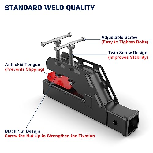 MAHLER GATES 2023 New Upgraded Tractor Clamp on Trailer Hitch, Clamp-on Tractor Bucket Hitch 2" Ball Mount Receiver Adapter for Kubota Tractor Bucket, Black Bucket Trailer Hitch Attachment Accessories