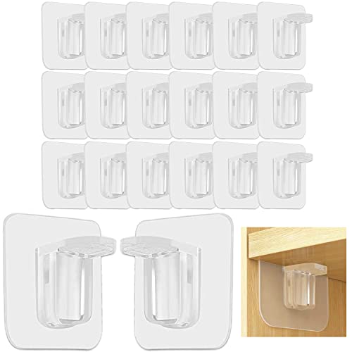 20 Pack Punch Free Shelf Support Pegs,Self Adhesive Shelves Clips Plastic Clear Clips for Kitchen Bookcase Wardrobe Bathroom Partition Shelves Support