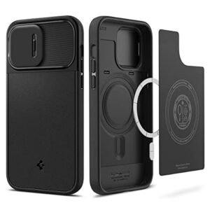 spigen optik armor (magfit) compatible with magsafe designed for iphone 14 pro max case (2022) - black