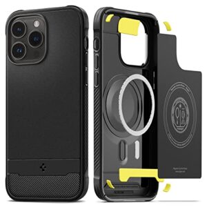 spigen rugged armor (magfit) compatible with magsafe designed for iphone 14 pro case (2022) - matte black