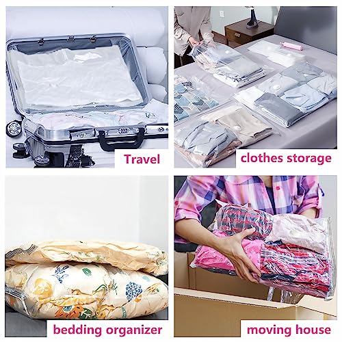 LOKNGXU Vacuum Storage Bags Save Storage Space Bedroom Organization Quilts Blankets Clothes Storage Vacuum Seal Bags with Travel Hand Pump (Large 6pack)