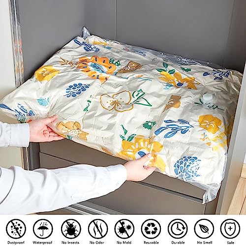 LOKNGXU Vacuum Storage Bags Save Storage Space Bedroom Organization Quilts Blankets Clothes Storage Vacuum Seal Bags with Travel Hand Pump (Large 6pack)