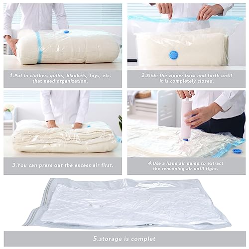 LOKNGXU Vacuum Storage Bags Save Storage Space Bedroom Organization Quilts Blankets Clothes Storage Vacuum Seal Bags with Travel Hand Pump (Large 6pack)