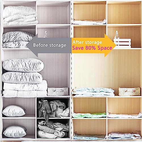 LOKNGXU Vacuum Storage Bags Save Storage Space Bedroom Organization Quilts Blankets Clothes Storage Vacuum Seal Bags with Travel Hand Pump (Large 6pack)