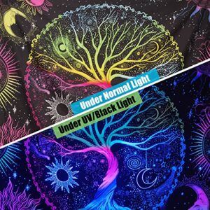 AACKart Blacklight Tapestry for Bedroom Aesthetic-Tree of Life Tapestry UV Reactive Spiritual Tapestry Trippy Glow in the Dark Wall Tapestry Wall Hanging 59.1 x 51.2 inches