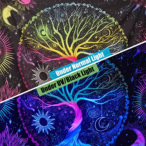 AACKart Blacklight Tapestry for Bedroom Aesthetic-Tree of Life Tapestry UV Reactive Spiritual Tapestry Trippy Glow in the Dark Wall Tapestry Wall Hanging 59.1 x 51.2 inches