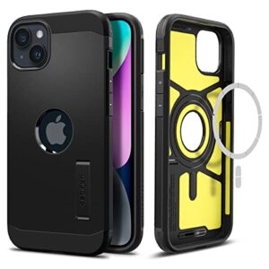 spigen tough armor (magfit) compatible with magsafe designed for iphone 14 plus case (2022) - black