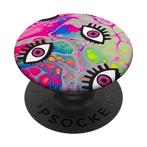 Evil Eye Trippy Aesthetic Gothic Hot Pink Groovy Occult Cute PopSockets Standard PopGrip