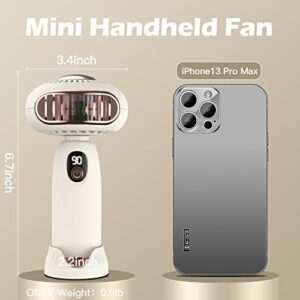 MSEVC Portable Handheld Fan 6000mAh Rechargeable Foldable Personal Fan 5 Speed Adjustable Portable Handheld Fan with Makeup Desk Mini Fan for Men Women Travel Outdoor Indoor Father's Day Gift - White