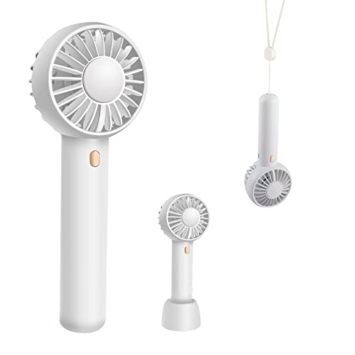 YOSHENMO MINI Portable Handheld Fan, 3 Speed Dual Motor USB Charging Personal Fan, Small Makeup Eyelash Fan ,Summer Gift for Kids Women Men Outdoor Travel Camping (Milky)