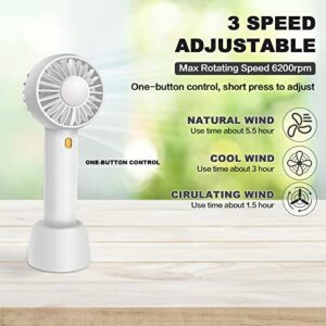 YOSHENMO MINI Portable Handheld Fan, 3 Speed Dual Motor USB Charging Personal Fan, Small Makeup Eyelash Fan ,Summer Gift for Kids Women Men Outdoor Travel Camping (Milky)