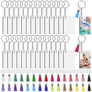 modacraft sublimation keychain blanks bulk 120pcs sublimation keychain blanks set with rectangle sublimation blanks, keychain tassels, keychain rings and jump rings for diy keychain crafting