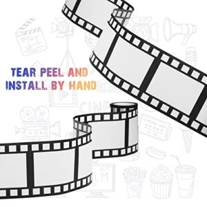 Filmstrip Party Decorations Tape Movie Theme Night Party Supplies Movie Reel Decor White and Black Party Streamers Film Border Roll 3 Inch for Film Night Theater Decor (3 Rolls)