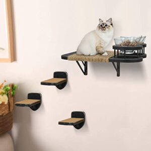 Cat Hammock Cat Wall Shelves with 3 Steps, Cat Shelves and Perches with 2 Cat Food Shelf, Cat Climbing Shelf Cat Scratching Post Cat Wall Shelf for Indoor, Cat Steps with Plush Covered, Gift for Cat…