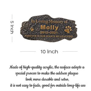 Docvania Pet Memorial Stone Plaque Pet Headstone,Customize Indoor/Outdoor Garden Plaque Grave Markers with Pet Name,Personalized Cat Dog Memorial Plaques,Loss of Pet Sympathy Gift-Acrylic Material