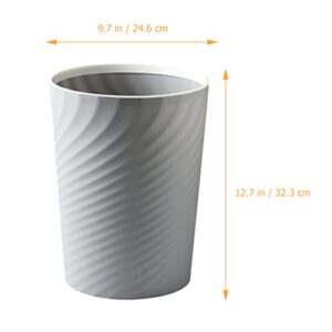 Hemoton Trash can Bedroom Plastic Containers Round Plastic Wastebasket, Garbage Container Bin 12 L/ 3.1 Gallon Capacity (Grey) Small Containers Small Trash can