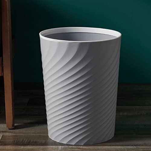 Hemoton Trash can Bedroom Plastic Containers Round Plastic Wastebasket, Garbage Container Bin 12 L/ 3.1 Gallon Capacity (Grey) Small Containers Small Trash can