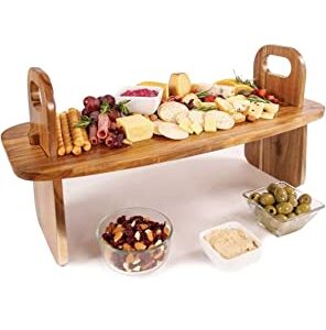 Wooden Serving Tray, 3 in 1 Ideal for Dinner Parties, Dining Table or Picnics, Special for Gift!