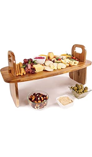 Wooden Serving Tray, 3 in 1 Ideal for Dinner Parties, Dining Table or Picnics, Special for Gift!