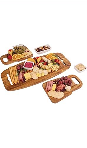 Wooden Serving Tray, 3 in 1 Ideal for Dinner Parties, Dining Table or Picnics, Special for Gift!