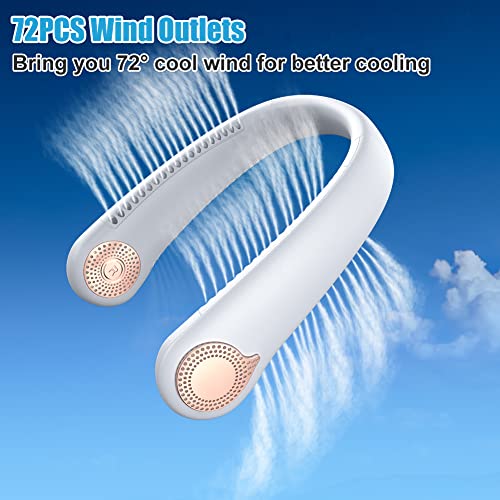 NORMIA RITA Bladeless Neck Fan with 72PCS Wind Outlets, 720° Strong Wind Personal Fan Hands Free Rechargeable Portable Neck Fan with 3 Wind Speeds for Travel, Walking, Outdoor