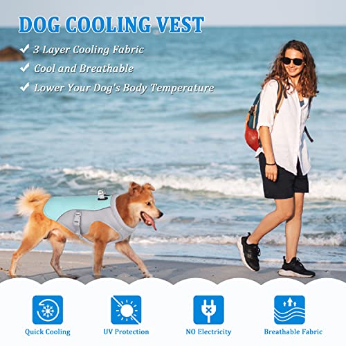 TVMALL Dog Cooling Vest Breathable Mesh Dog Jacket Summer Cool and Comfortable Dog Coat Adjustable with Reflective Strip Pet Clothes Suitable for Large Medium and Small Dogs (S, New-Blue)