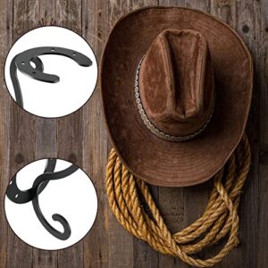 Western Cowboy Hat Holder for Wall Decorative Wall Mounted Holder Metal Cowboy Hat Holder Rustic Hat Organizer for Hat Coat Key Door Home Bedroom Storage and Display (2 Pcs)