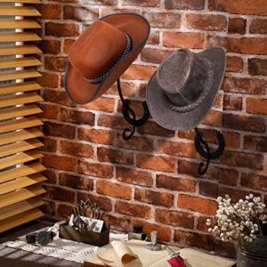 Western Cowboy Hat Holder for Wall Decorative Wall Mounted Holder Metal Cowboy Hat Holder Rustic Hat Organizer for Hat Coat Key Door Home Bedroom Storage and Display (2 Pcs)