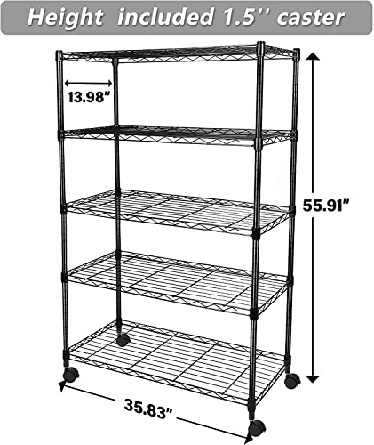 YSSOA 4-Tier Heavy Duty Storage Shelving Unit,Black,36Lx14Wx54H inch, 1 Pack