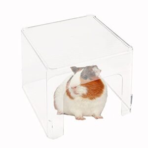 guinea pig hideout house, hamster hideaway, cage habitats decor and toy for guinea pig, rat, pet chinchilla,and other small animal to play, hide,sleep and eat, transparent