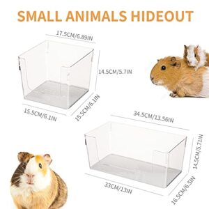 Guinea Pig Hideout House, Hamster Hideaway, Cage Habitats Decor and Toy for Guinea Pig, Rat, Pet Chinchilla,and Other Small Animal to Play, Hide,Sleep and Eat, Transparent