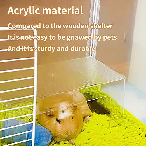 Guinea Pig Hideout House, Hamster Hideaway, Cage Habitats Decor and Toy for Guinea Pig, Rat, Pet Chinchilla,and Other Small Animal to Play, Hide,Sleep and Eat, Transparent