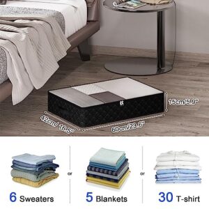 Fixwal 4 Pack Black Underbed Storage Bags with Clear Window and 2 Reinforced Handles Under Bed Storage Containers for Clothing, Bedding, Comforter