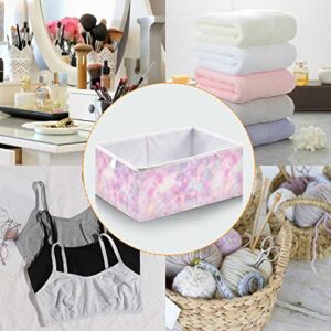 Ollabaky Pastel Tie Dye Cube Storage Bin, Foldable Fabric Storage Cube Basket Cloth Organizer Box with Handle for Closet Shelves, Nursery Storage Toy Bin - S