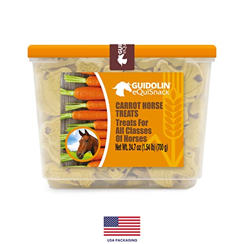 GUIDOLIN EQUISNACK Horse Natural Treats with Superfoods and Real Fruit Pieces, No Sugar Added, Handmade in Italy - 1,54 LB (Carrot)