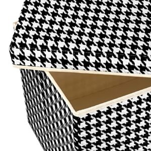 TYEERS Large Collapsible Storage Bins with Lids, Patterns, Washable, Fabric Decorative Storage Boxes for Home Office Storage, 17.3x11.8x11.4 inches, 5 Pack, Black